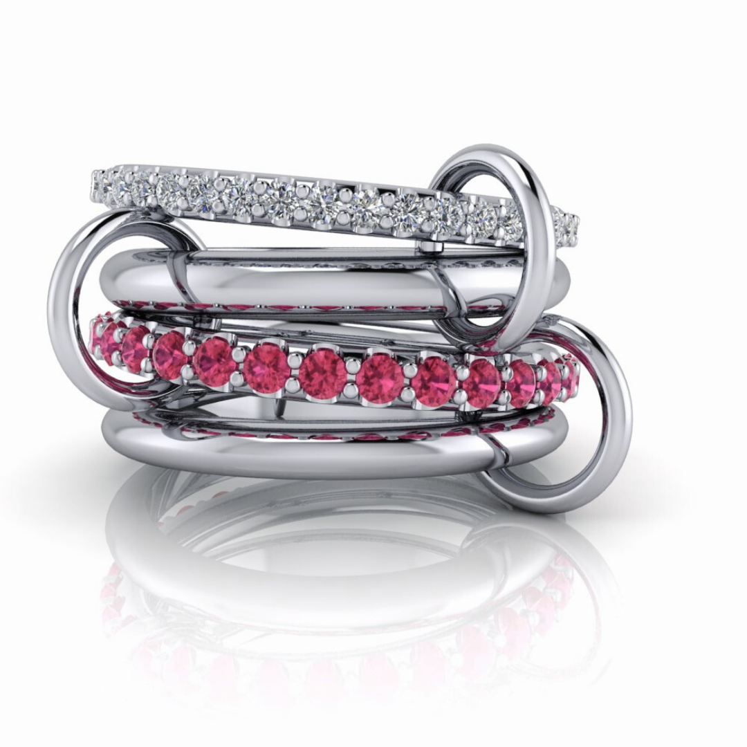 Connected Rings Ruby & Diamonds Set in Gold – Bel Viaggio Designs, LLC