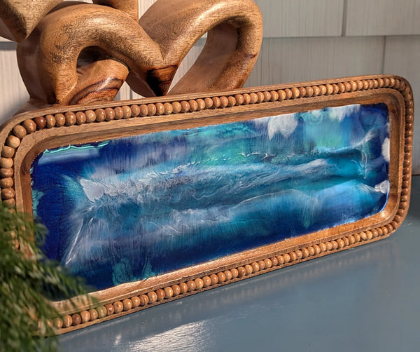 Deep Blue Ocean Resin Wood Tray for Home Decor – Bel Viaggio Designs, LLC