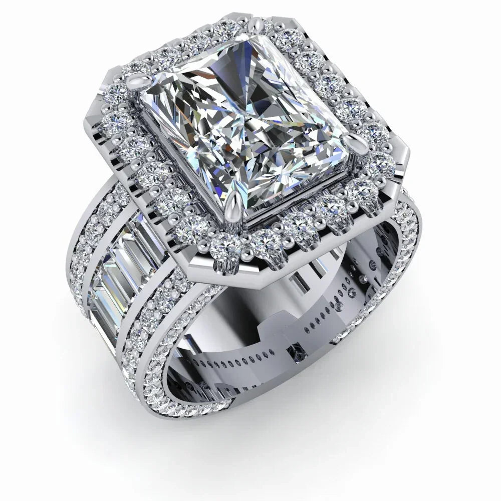Statement Engagement Ring, Simulated Diamond Ring 7.9CTW – Bel Viaggio ...