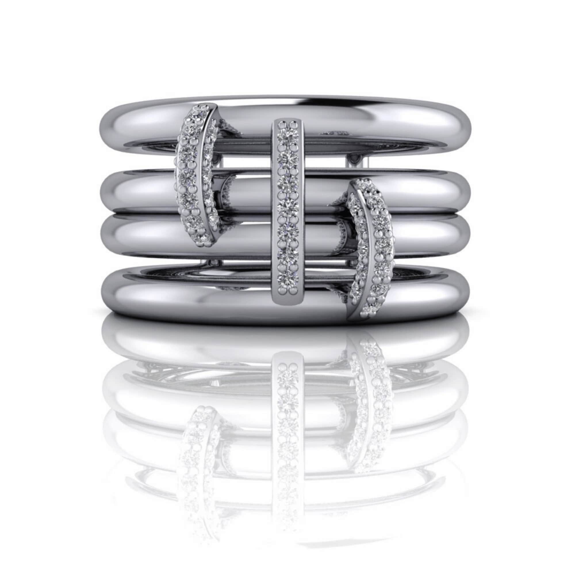 Four Connected Rings with Diamond Connectors Trendy Rings – Bel Viaggio ...